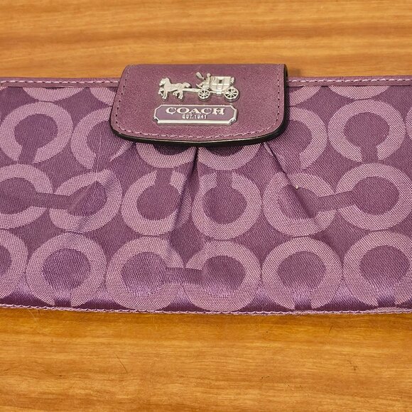 Coach | Bags | Purple Lavendar Coach Signature Trifold Wallet | Poshmark